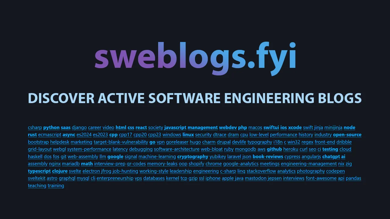 Home Page | Software Engineering Blog Directory